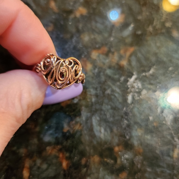 Jewelry | Cursive Mom Caged Hearts Ring With Infinity Band | Poshmark